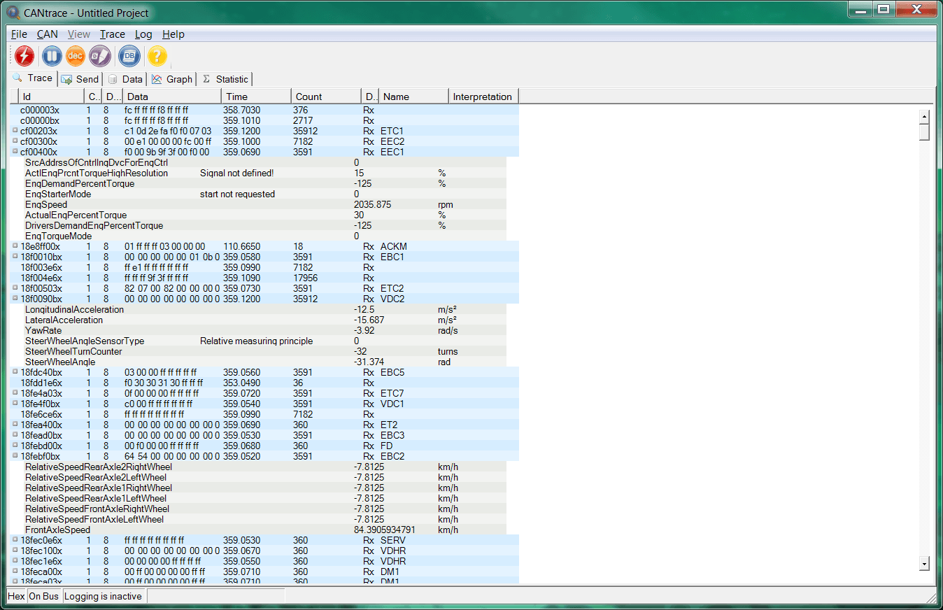CANtrace - CAN bus Analyzer software - TK Engineering Oy
